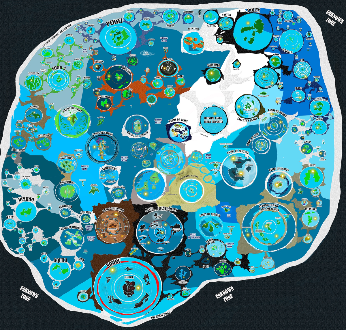 Terra Infinita Flat Earth Map - "178 Worlds Under The Great Dome" - Di ...